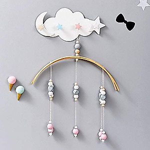 Decorative Plastic Coat Hooks, Creative Moon and Stars Self Adhesive Wall Coat Hangers Rack Robe Hat Clothes Scarves Bags Towels Hooks for Kid's Room Nursery