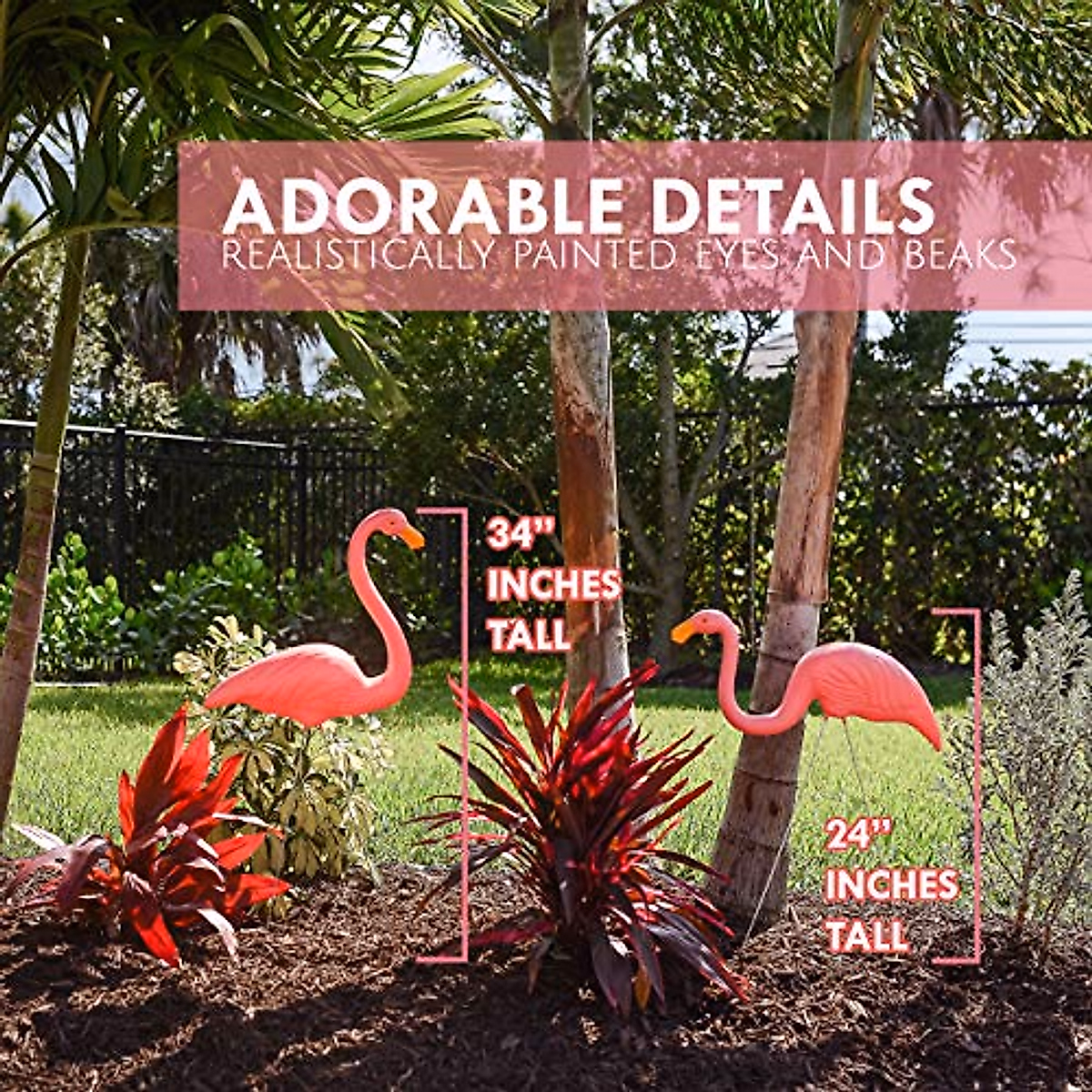 Galashield Pink Flamingo Yard Decorations Pack of 2 Flamingo Decor Ornaments for Outdoor Lawn and Garden
