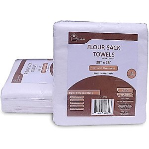 COTTON HOMES Flour Sack Tea Towel, Dish Cloth, Cheesecloth Baking Towels for Kitchen 6 Pack - 28x28 Inch- [with 3 Free Wash Cloths] -100% Virgin Cotton.