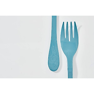 KNORK Eco 24 Piece (Fork, Knife, Spoon) Plant Based Cutlery Bamboo Reusable Flatware Set, Blue