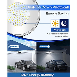 CINOTON 100W LED Barn Light Dusk to Dawn Outdoor Lighting, Black 1 Pack & 30W LED Wall Pack Light with Dusk to Dawn Sensor 2Pack