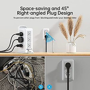 Power Strip Tower with USB C Ports 1875W/15A Surge Protector Tower with 12 AC Outlet and 3 USB Ports Charging Station for Home Office