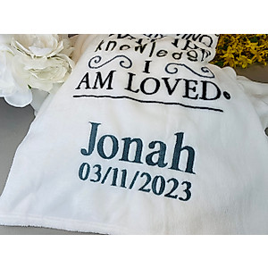 Child of God Blanket-Inspirational Throw-Religious Blanket-Gift for Baptism/First Communion-Christening Blanket-Gift for Godson/Goddaughter/Grandson/Granddaughter/Niece/Nephew (White - Personalized)