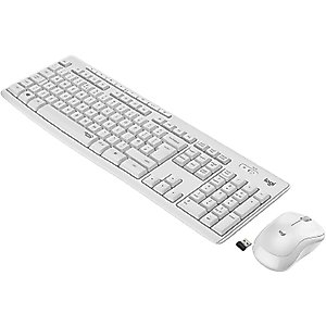 Logitech MK295 Wireless Mouse & Keyboard Combo with SilentTouch Technology, Full Numpad, Advanced Optical Tracking, Lag-Free Wireless, 90% Less Noise - Off White (Renewed)