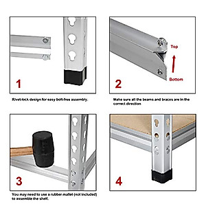 Amazon Basics 5 tier, Medium Duty Storage Shelving Double Post Press Board Shelf, Aluminum, 48 x 18 x 72