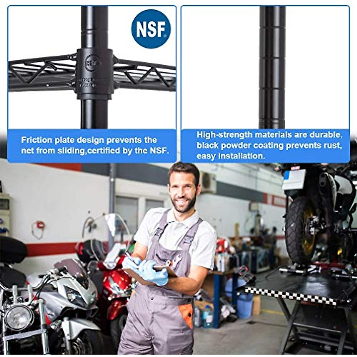 Metal Storage Shelves 5 Tier Wire Shelving Unit,Heavy Duty 5 Shelf Storage Rack,Adjustable NSF Utility Rack Shelf,Steel Organizer for Kitchen Garage Living Room Restaurant,36"L x 14"W x 72"H,Black