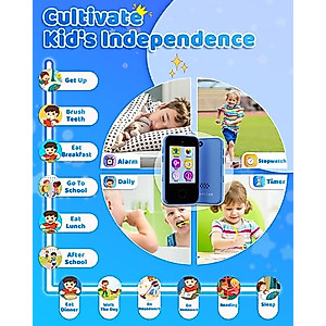 DUDUDRAGON Kids Smart Phone Toy for Boys 3 4 5 6 Year Old, MP3 Music Player, Dual Camera Travel Toys Educational Games, Toddler Birthday Gifts Touchscreen Pretend Play Phones for 3-8 Year Old，Blue