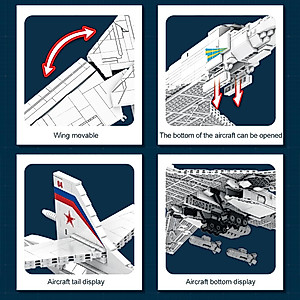 MISINI 33036 Aircraft Building Blocks Kit, 1598 Pcs Soviet Supersonic TU-160 Strategic Bomber White Swan Aricraft Model Building Blocks, Jets Building Blocks Sets, Gifts for Military Fans and 14+