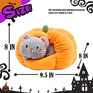 Hopearl Halloween Cat Pumpkin Cave Sufffed Animal 2 in 1 Playset Pet with Pumpkin House Plush Toy Pillow with Separable Kitty Gift for Kids, 9.5''