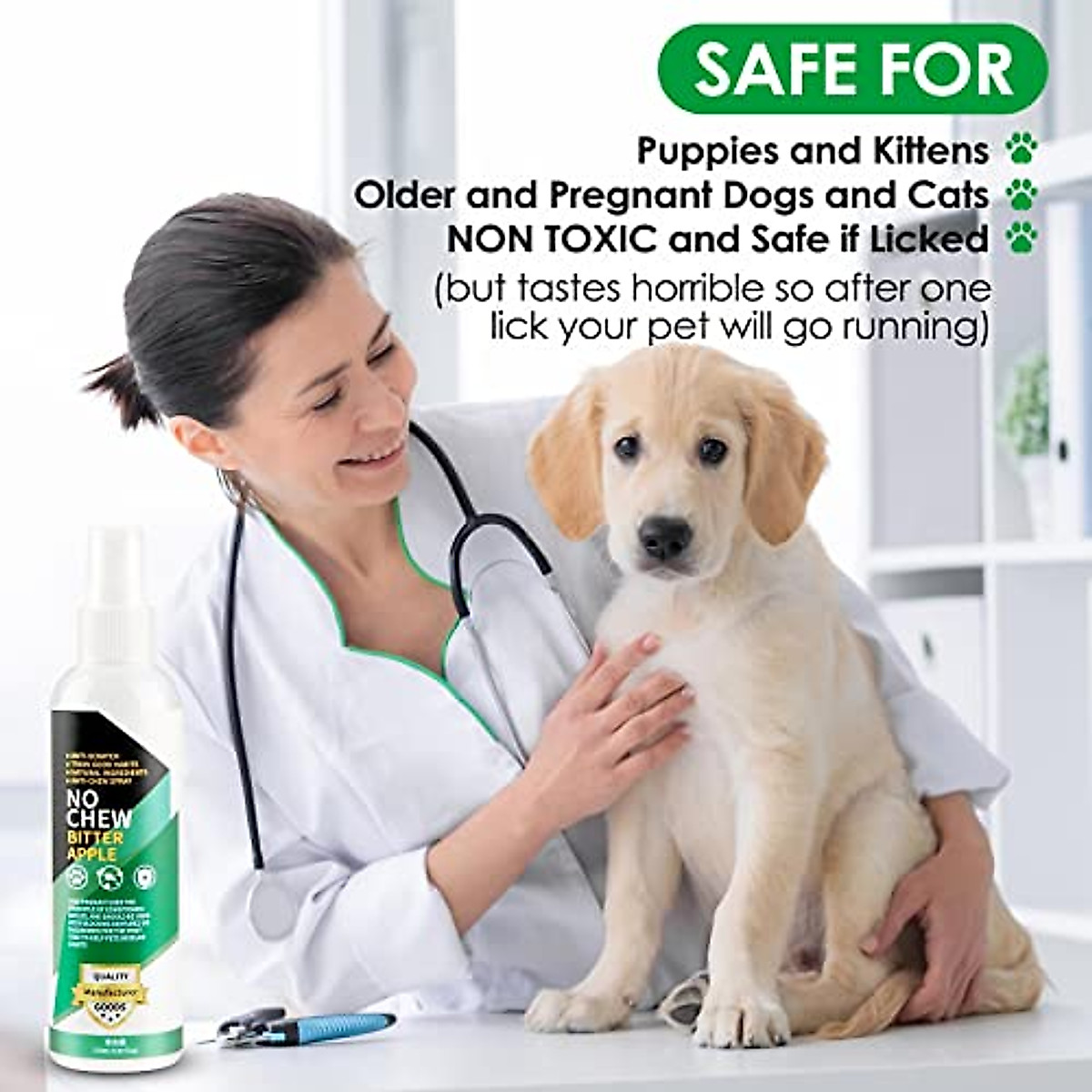 TUIOOE Bitter Apple Spray for Dogs to Stop Chewing - Prevent Licking, Marking, Chewing - Anti Chew Deterrent No Chew Spray | Alcohol Free, Non-Toxic, No Sting & No Smell - Indoor & Outdoor Safe 175ML