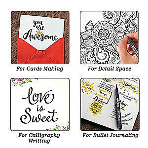 Tebik Hand Lettering Pens, 15 Pack Calligraphy Brush Pen Markers Black Ink for Beginners Writing, Lettering, Journaling, Art Drawing, Signature, Illustrations and Office School Supplies