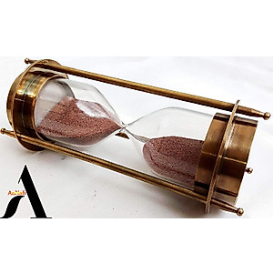 AnNafi® Brass Sand Timer 5" Decorative Hourglass with Antique Maritime Brass Compass