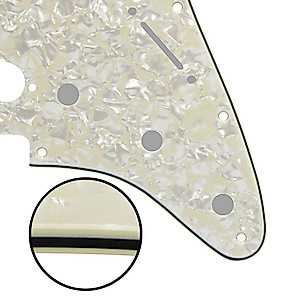 IKN 11 Hole Strat Pickguard for 3 Single Coil Pickups, come with Pickguard Screws, 4Ply Aged Pearl