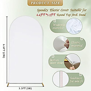 Spandex Fitted Arch Backdrop Cover Chiara Backdrop Cover,2-Sided for Wedding Ceremony Birthday Party Baby Shower Banquet Decoration (3.3 x 6.6 ft, White)