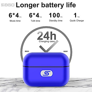 SZSAGO-Bluetooth-5.2-Wireless-Earbuds W5S True Wireless in-Ear Earphones with USB C Metal Charging case, IPX7 Waterproof Stereo Headphones,Built-in Mic Headset for iPhone/Samsung (Blue)