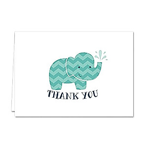 Canopy Street Adorable Animal Thank You Note Cards / 36 Baby Shower Thanks Greeting Cards / 3 1/2" x 4 7/8" Folded Appreciation Thank You Cards / 6 Cute Animals Gratitude Card Designs