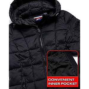 Reebok Women's Winter Jacket - Long Length Quilted Puffer Parka - Heavyweight Outerwear Coat for Women (S-XL), Size Medium, Black