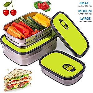 Bento Lunch Box for Kids Adults, Stainless Steel Leakproof Lunch Containers Boxs for Kids Storage, Vacuum Fresh-Keeping for School Work Picnic, Food-grade Silicone