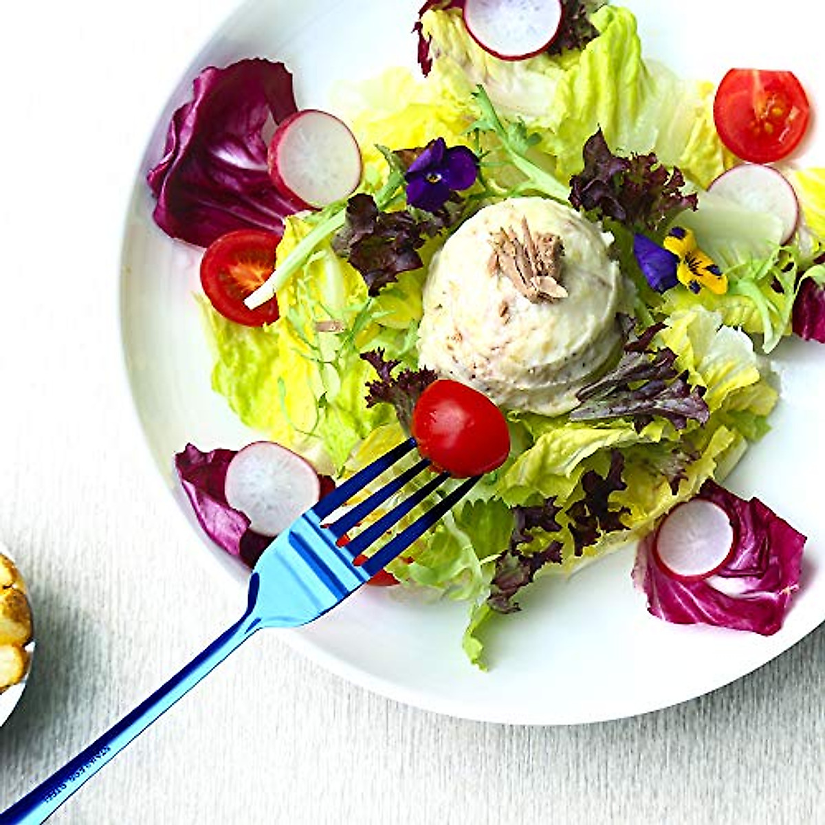 Blue Silverware Set&24-Piece Stainless Steel Flatware Service for 6, Mirror Finish Cutlery Set with Gift Box