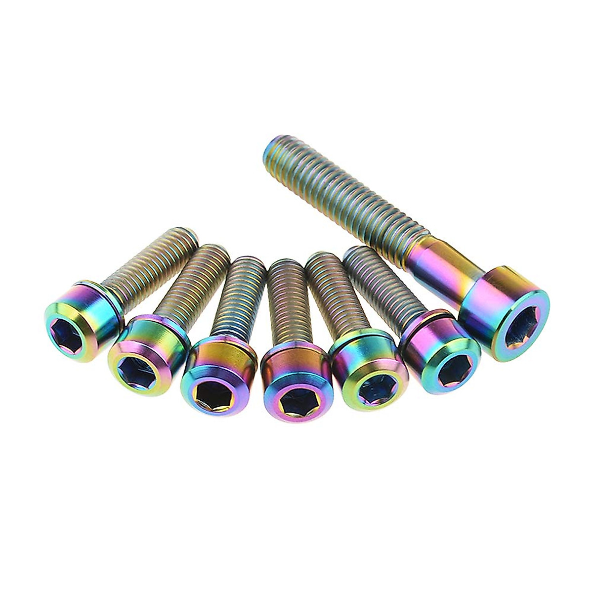 Yaruijia Square Head Titanium Allen Bolts M6 35mm and Hexagon Socket Screws with Washer M5 16mm M5 18mm M5 20mm for Bicycle Stem (M5x20mm+M6x35mm, Rainbow)