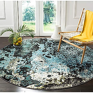 SAFAVIEH Glacier Collection Area Rug - 8' x 10', Blue & Multi, Modern Abstract Design, Non-Shedding & Easy Care, Ideal for High Traffic Areas in Living Room, Bedroom (GLA124B)