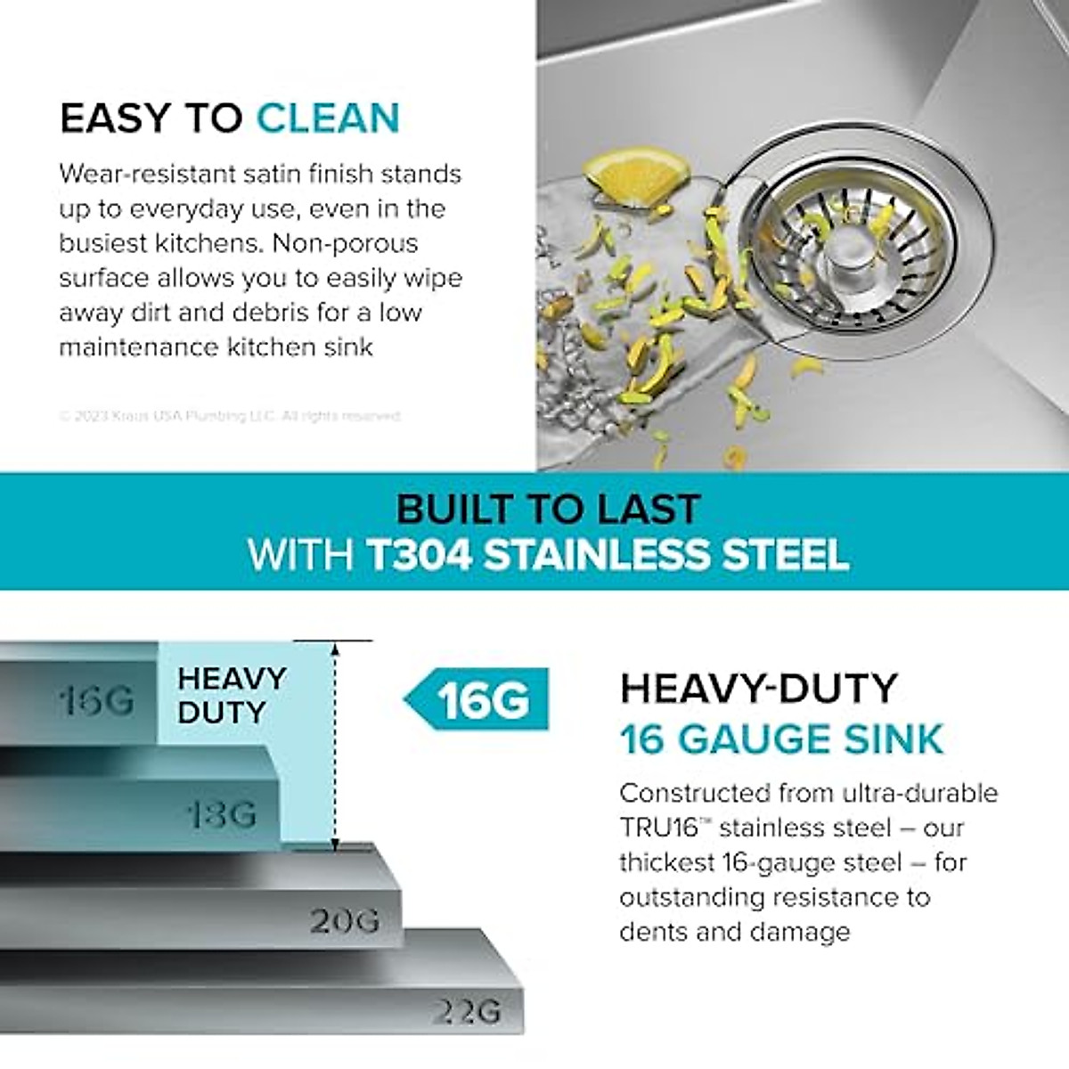 KRAUS Kore 15-Inch Drop In/Top Mount Workstation 16 Gauge Single Bowl Stainless Steel Bar Kitchen Sink with Accessories, KWT311-15