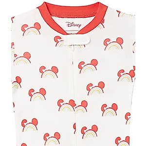 Amazon Essentials Baby Disney Star Wars Marvel Snug-Fit Cotton Footed Pajamas, 2-Pack Minnie Rainbow Chaser, 18 Months