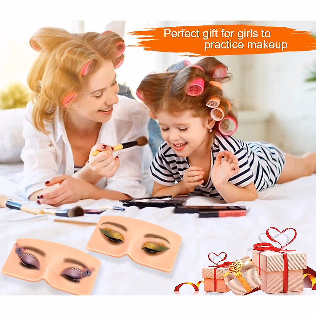 Makeup Practice Face Board, 3D Reusable Makeup Mannequin Face Eyeshadow Mannequin, Make up Practice Face with Makeup Kit for Professional Makeup Artists Students and Beginners to Practice Eyes Makeup