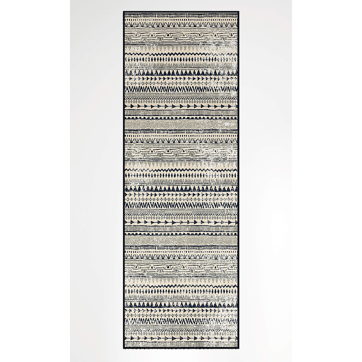 DEERLUX Boho Living Room Area Rug with Nonslip Backing, Bohemian Tribal Print Pattern, 2.5 x 6.5 Ft Runner