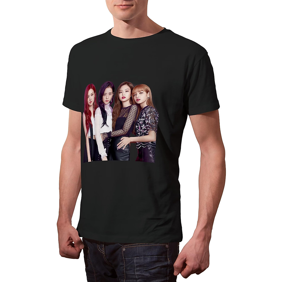 BLACKPINK Team Womens T Shirts Mens Fashion Short Sleeve Shirts for Girls Casual Crew Neck Tshirts Black 2XL