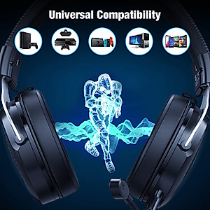 edonka Gaming Headset X 10, Noise Canceling Gaming Headphones with RGB Light,7.1 Surround Sound Crystal Clear Mic for PS5, PS4, Xbox One, PC, Mac