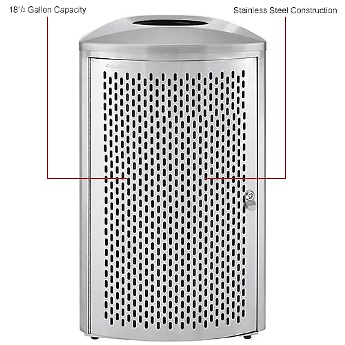 Global Industrial Triangular Trash Can, 18-1/2 Gallon, Brushed Stainless Steel
