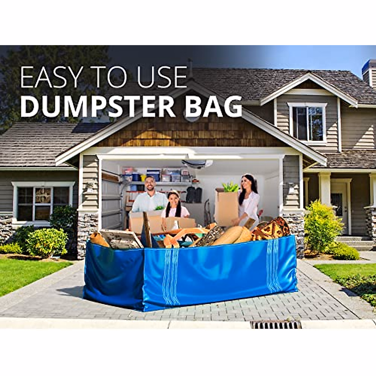 Skywin- Dumpster Bag, 2 Pack Reusable Yard Waste Bags, Foldable Yard Waste Container, Trash Bag for Waste Management, Multiple Times Use During Renovations, Can Hold Up to 3,500 lbs