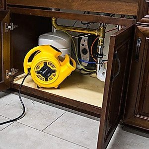 XPOWER P-130A Mini Mighty 1/5 HP 800 CFM Centrifugal Air Mover, Carpet Dryer, Floor Fan, Blower, Stackable, Daisy Chain, for Water Damage Restoration, Janitorial, Plumbing, Home Use,Yellow