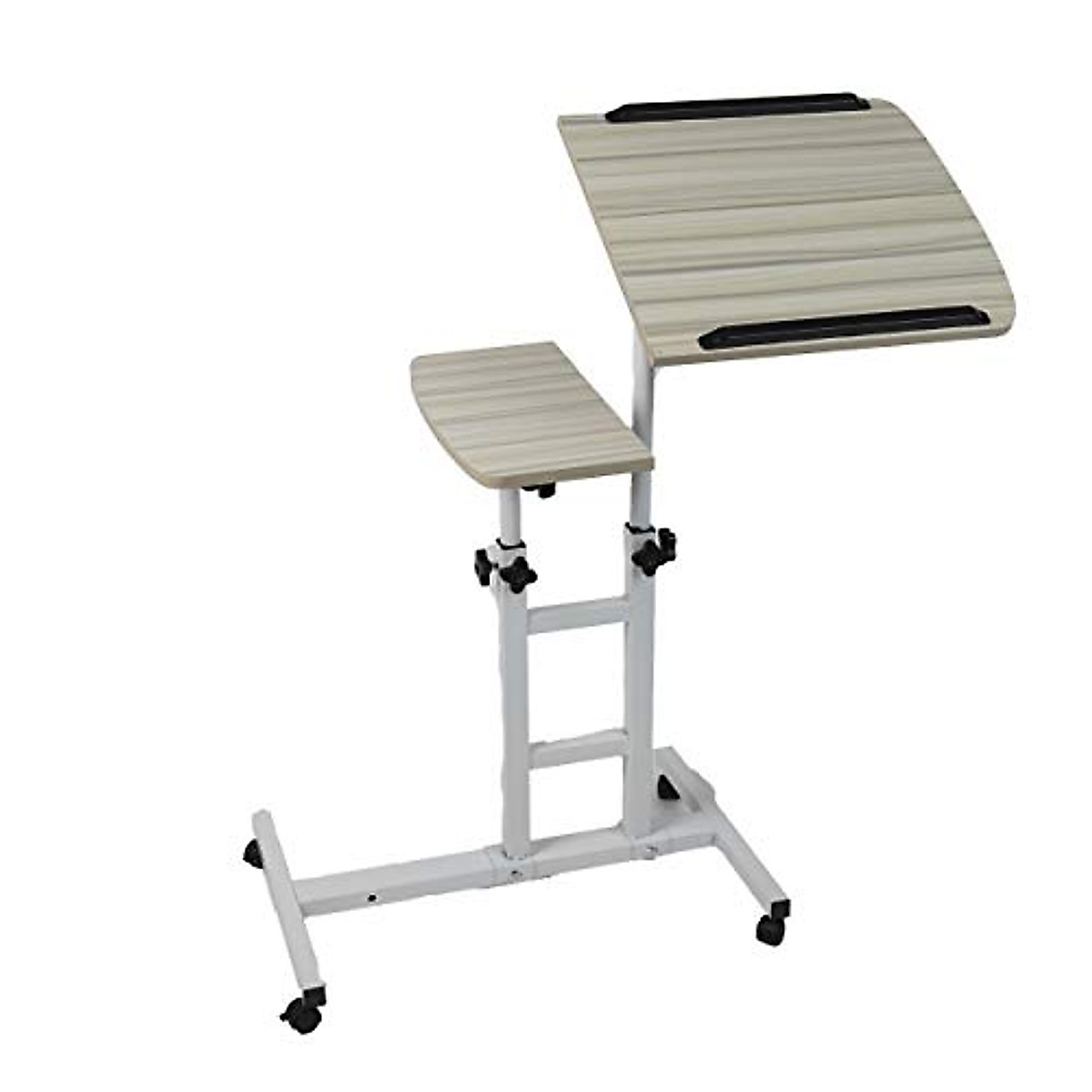 Mind Reader Rolling Standing Desk Home Office Laptop Workstation Locking Wheels Adjustable Angle, White, Wood