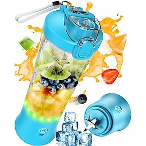 Humutan Portable Blender, 4000mAh Mini Fast Fresh Juice Portable Blender for Shakes and Smoothies with 6 Blades, 20Oz BPA-Free Personal Blender USB Rechargeable for Kitchen, Home, Travel