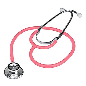 Dixie EMS Aneroid Sphygmomanometer and Dual Head Stethoscope Set with Adult Size Blood Pressure Cuff, Calibration Key and Carrying Case – Pink