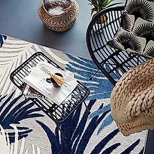 Rugshop Lucca Contemporary Floral Indoor/Outdoor Area Rug 5' x 7' Navy