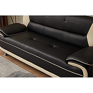 Kingway Furniture Lilian Faux Leather Livingroom Sofa in BlackBeige