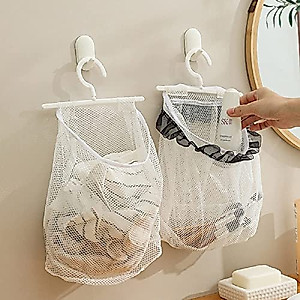 Clodinabo Organizer Wall Hanging Underwear Drying Net Bag Small Block Storage Mesh Pockets, 2Pcs