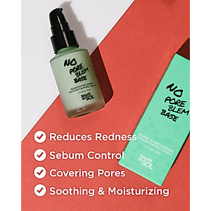 TOUCH IN SOL Redness Correcting Base Primer 1.01 fl.oz. - Pore Minimizing Green Toned Makeup Base - Tone Neutralizing before Foundation - Minimize Rosacea, Redness - No Pore Blem Primer Base