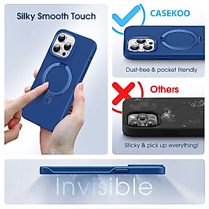CASEKOO for iPhone 14 Pro Max Case with Invisible Stand [Compatible with MagSafe] [Dust-Free Antistatic Silicone] Protective Non-Slip Phone Cover Cases for Women Men 6.7 inch, Blue