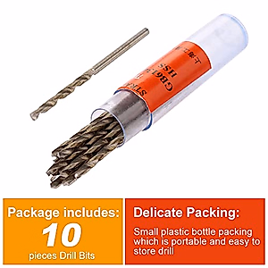 Mtsooning 10PCS 1.3mm Mini Drill Bits, Small Steel Twist Drilling Kit, Precision Hss Drilling Tool for Metal, Wood, Manual Work DIY, Crafts Jewelry, Assembling, Model Making