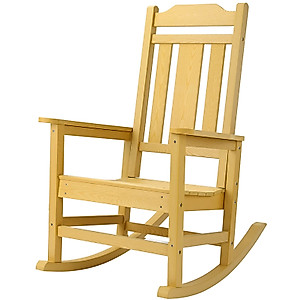 hOmeHua Patio Rocking Chair, All Weather Resistant Outdoor Indoor Fade-Resistant Patio Rocker Chair，Stable Durable Smooth Rocking, Comfortable Easy to Maintain, Load Bearing 350 lbs - Yellow