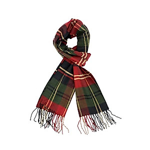 Achillea Scottish Tartan Plaid Scarf, Classic Winter Scarf, Soft Cashmere Feel Men’s & Women's Scarves (Olive Burgundy Plaid)