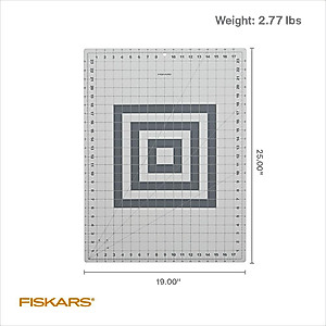 Fiskars 12-83717097J Self Healing Rotary Cutting Mat, 18x24, Gray