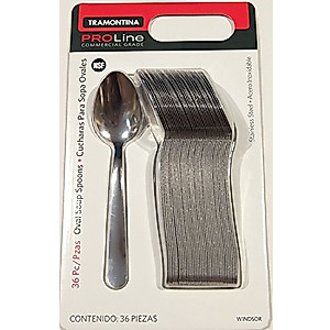 Tramontina Pro Line Commercial Grade Stainless Steel Oval Soup Spoon, Windsor Pattern (36 pieces)