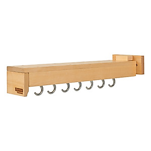 Rev-A-Shelf GLD-W22-SC-7 Pull Out Kitchen Cabinet Pantry Organizer Hanging Hooks with Ball Bearing Slide System, Maple Wood