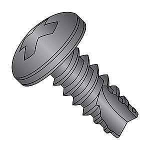 Small Parts 10085PPB Steel Thread Cutting Screw, Black Oxide Finish, Pan Head, Phillips Drive, Type 25, #10-16 Thread Size, 1/2" Length (Pack of 100)