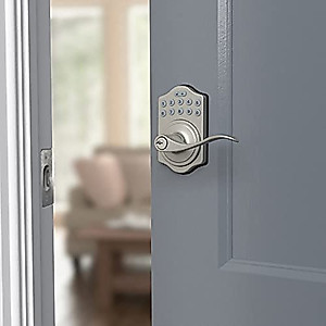 Amazon Basics Electronic Keypad Entry Lever Door Lock, Satin Nickel, 7.83 cm x 12.91 cm